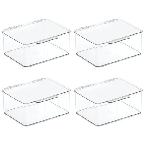 Mdesign Plastic Stackable Toy Storage Bin Box With Lid 4 Pack 563 X