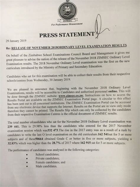 BREAKING ZIMSEC Releases November O Level Results Full Text Pindula News