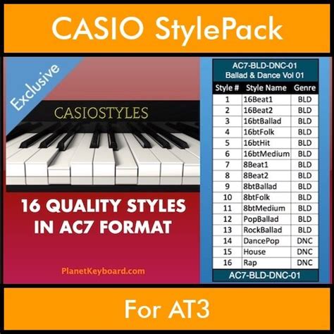 Casiostyles By Pk Vol 1 Ballad And Dance 16 Styles For Casio At3