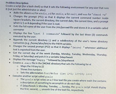 solved problem description create a script for a bash