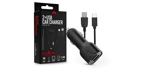 Maxlife xUSB szivargyújtó töltő adapter USB Type C kábel m es vezetékkel Maxlife MXCC