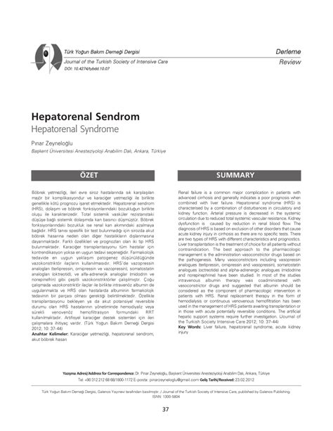Pdf Hepatorenal Syndrome