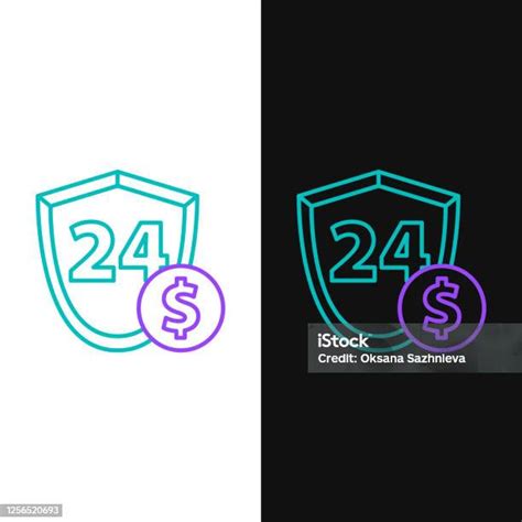 Line Shield Dengan Ikon Simbol Dolar Terisolasi Pada Latar Belakang