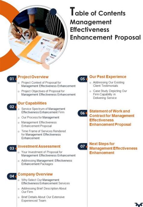 Table Of Contents Management Effectiveness Enhancement Proposal One