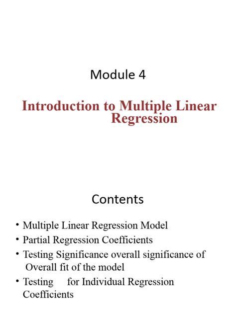 Unit 4 Updated Pdf Regression Analysis Linear Regression