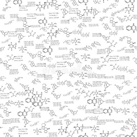 Chemical Formulas Scientific Educational Background On White Seamless Pattern Hand Drawn