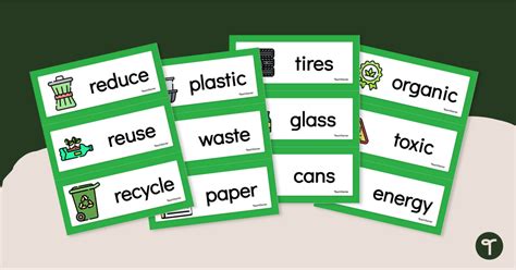 Reduce Reuse Recycle Environmental Word Wall Teach Starter