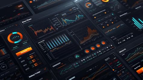 A Dark Themed Dashboard With Graphs Charts And Other Data