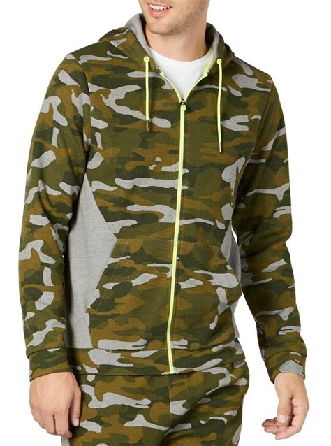 Ideology Mens Colorblocked Camo Jacket Green Size Small