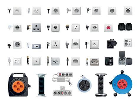 Set Of Sockets And Adapters 10561571 Vector Art At Vecteezy