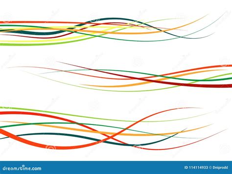 Set Of Abstract Color Curved Lines Stock Vector Illustration Of Dynamic Design 114114933
