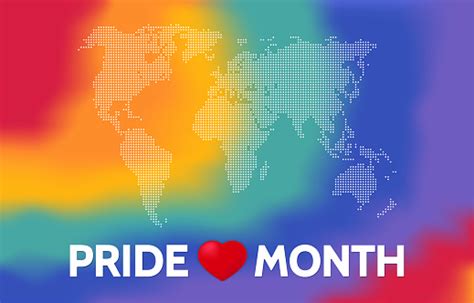 6 月的 Lgbtq 驕傲月lgbt標誌彩虹與世界地圖海報卡片或橫幅概念向量圖形及更多lgbtqia驕傲月圖片 Lgbtqia驕傲月