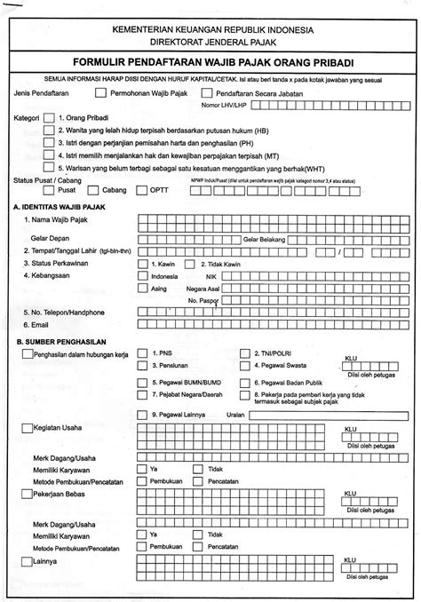 Pemerintah Desa Pabean Ilir Formulir Permohonan Npwp