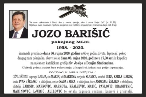 Jozo BariŠiĆ 1958 2020
