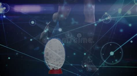 Animation Of Network Of Connections And Data Processing Over Rugby