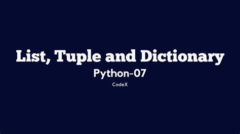 List Tuple And Dictionary YouTube