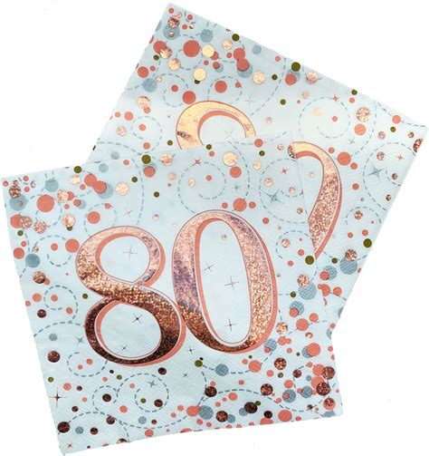 Oaktree Sparkling Fizz 80th Rose Gold 33cm X 33cm 3 Ply Napkins 16pcs
