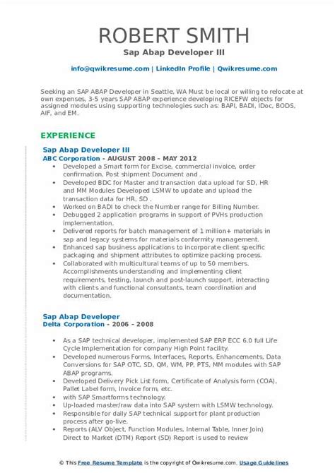 10 SAP ABAP Developer Resume Samples Templates For 2025