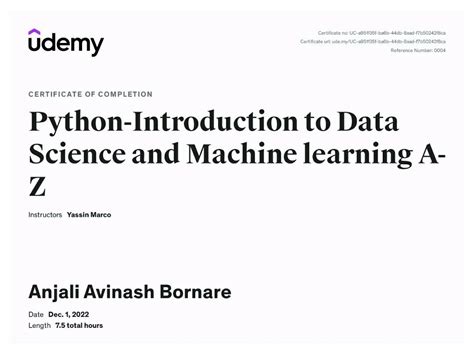 Anjali Bornare On Linkedin Udemycourse Python Datascience