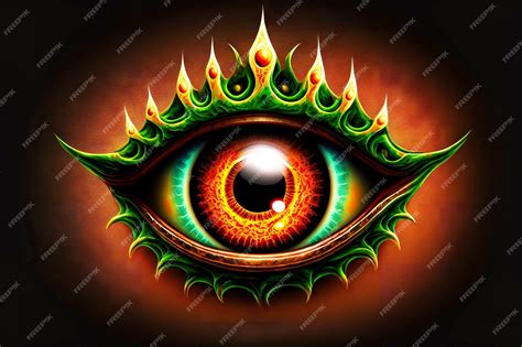 Premium Photo Demonic Evil Eye With Orange Green Edging Looking