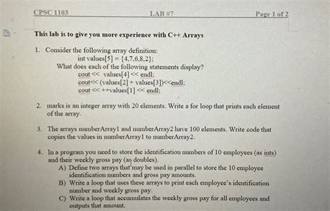 Solved Cpsc 1103 Lab 7 Page 1 Of 2 This Lab Is To Give You