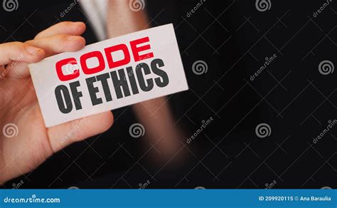Businessman Shows A Card With Text Code Of Ethics Stock Image Image Of Dilemma Integrity