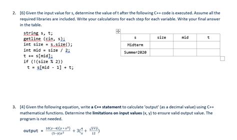 Solved 2 6 Given The Input Value For S Determine The Chegg Com