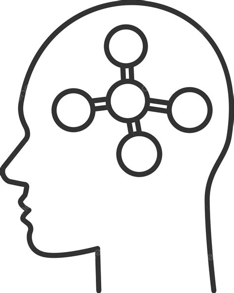 Human Head With Molecule Linear Icon Face Contour Science Vector Face