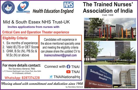 Free Recruitment To Mid And South Essex Nhs Trust Tnais Overseas