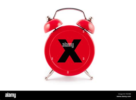 Alarm Clock Classic Red Old Style Alarm Clock With X Sign Isolated On White Stock Photo Alamy