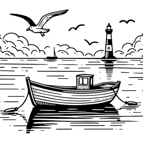 Dessin Libre Du Contour Du Bateau Vectoriel Vecteur Premium Généré à