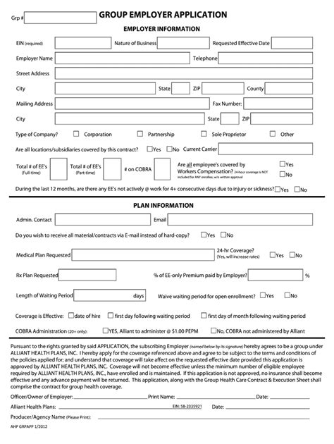 Fillable Online GROUP EMPLOYER APPLICATION Fax Email Print PdfFiller