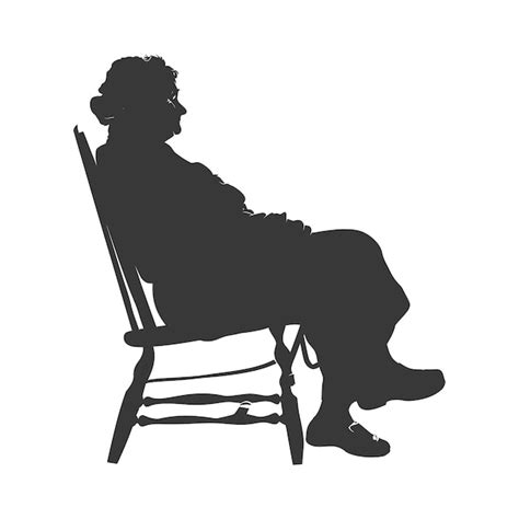 Silhouette Elderly Woman Sitting In The Chair Black Color Only Premium Ai Generated Vector