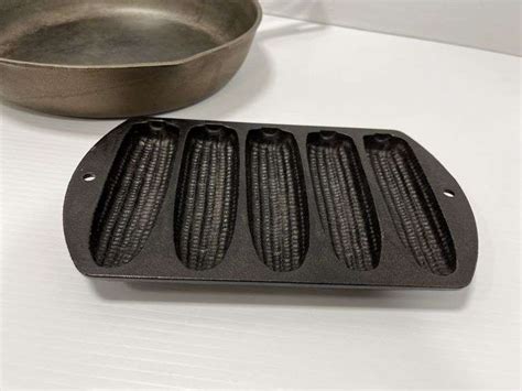 3 Pieces Of Cast Iron Include Lodge 5 Piece Cornbread Pan Marked
