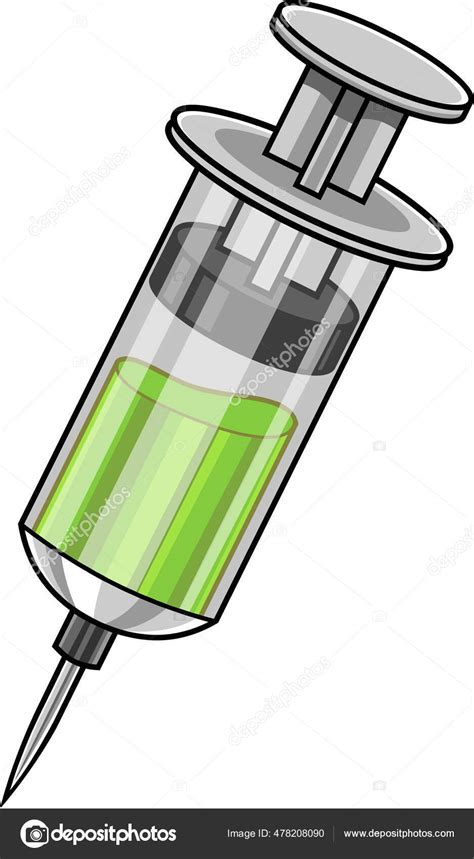 Cartoon Medical Spritze Vector Hand Gezeichnete Illustration Isoliert