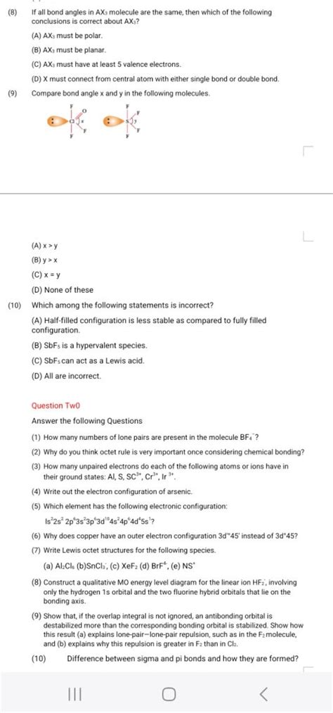 8 If All Bond Angles In Ax3 Molecule Are The Same Then Which Of The Fo