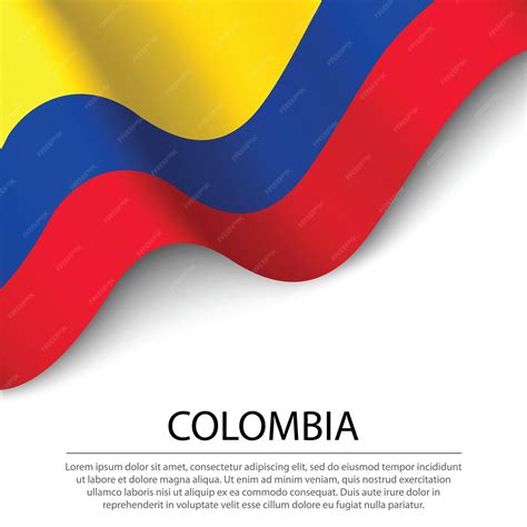Bandeira Da Colômbia Em Fundo Branco Modelo De Vetor De Banner Ou Fita