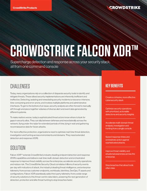 Crowdstrike Falcon Xdr Datasheet Crowdstrike Falcon Xdr™ Challenges Today Many Organizations