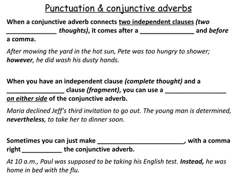 Ppt Conjunctive Adverbs And Transitions 6 Th Grade English Powerpoint