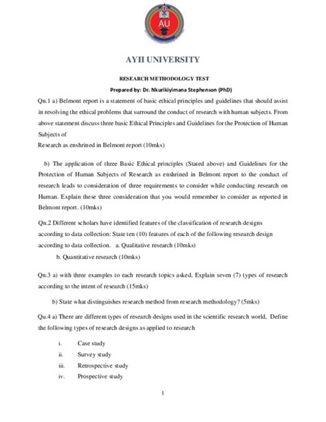 Pdf Research Methodology Questions