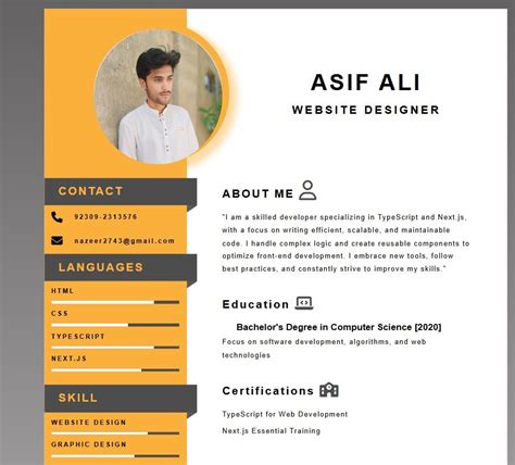Asif Ali On Linkedin Resume Builder Html Css And Font Awesome I Built A Dynamic And