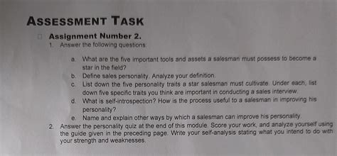 ASSESSMENT TASK Assignment Number 2 1 Answer StudyX