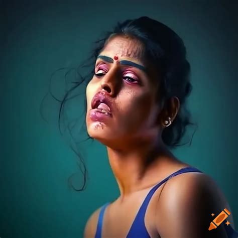 South Indian Woman Fighter Looking Dizzy And Stunned On Craiyon