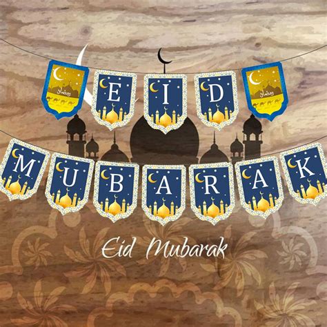 Eid Mubarak Banner Ramadan Kareem Decor Wall Hangi Vicedeal