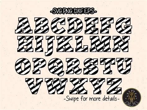 Striped Alphabet Number Letter Font Svg Cricut Cut File Etsy