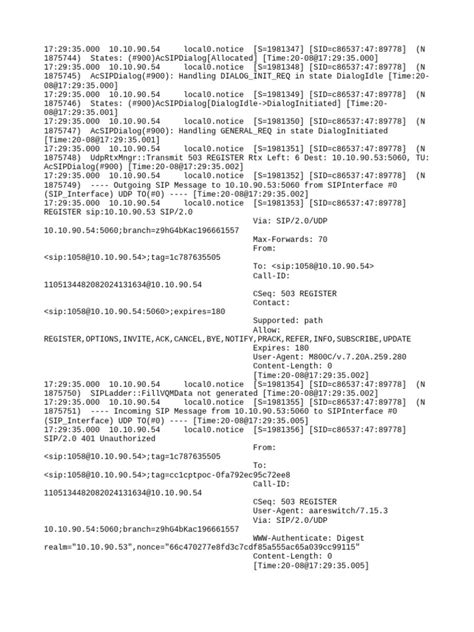 Audiocodes M800 Syslog Pdf Session Initiation Protocol Computing