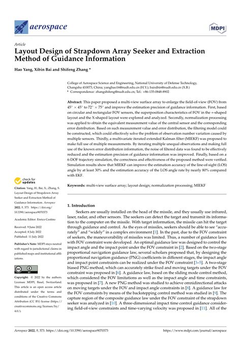 Pdf Layout Design Of Strapdown Array Seeker And Extraction Method Of Guidance Information
