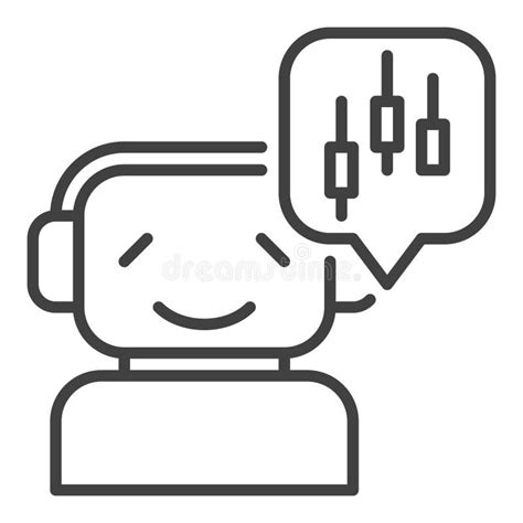 Happy Trading Bot With Candlestick Chart Vector Icon Or Symbol In Outline Style Stock Vector