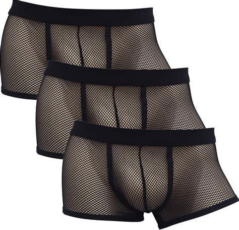 Mens Underwear Sexy Mesh Breathable Boxer Briefs Low Rise Cool Boxers