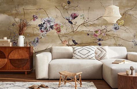 Flower Branch Painting Wall Mural For Home Decor Ever Wallpaper Uk